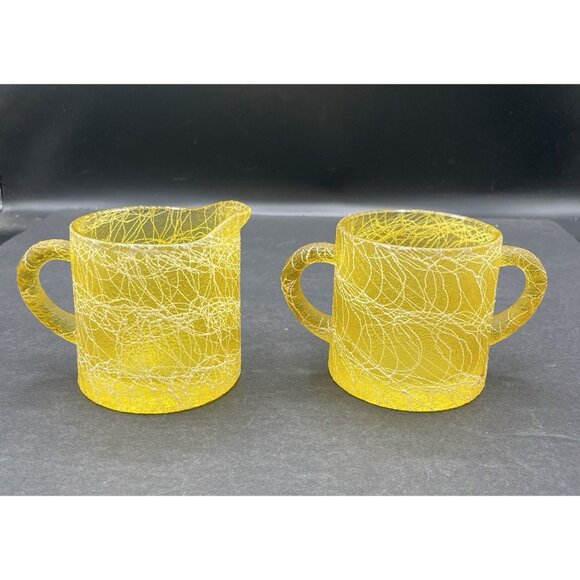 Dining | Vintage Mcm Spaghetti String Yellow Cream And Sugar | Poshmark